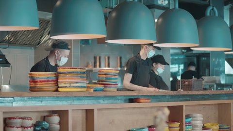 Teamwork Concept Kitchen Staff Modern Restaurant Stock Footage Video ...