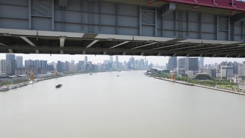 Drone Flying Under Bridge Drone Aerial Stock Footage Video (100% ...