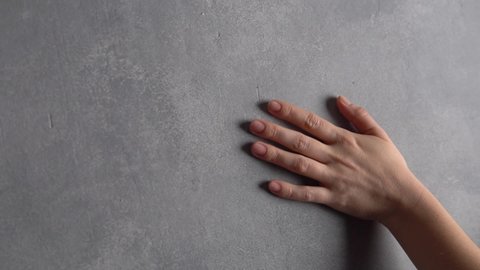 Woman Hand Palm Touching Grey Concrete Stock Footage Video (100% ...