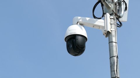 Public Surveillance Cctv Security Camera Scanning Stock Footage Video ...