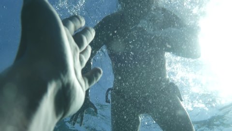 Emotional Female Savior Saving Drowning Man Stock Footage Video (100% ...