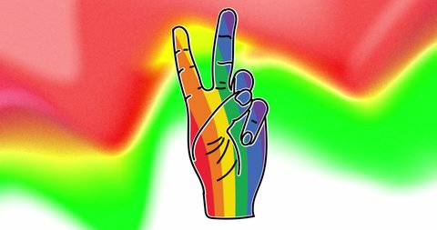 Animation Rainbow Victory Symbol Over Colorful Stock Footage Video (100 ...