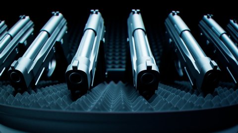 Seamless Looping Animation Pistols Shiny Guns Stock Footage Video (100% ...