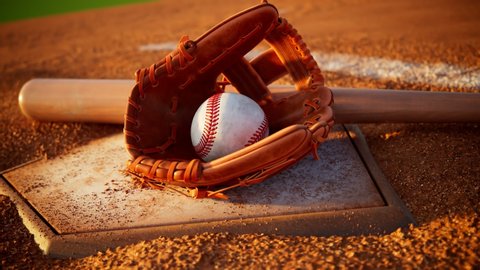 Baseball Home Plate Baseball Mitt Bat Stock Footage Video (100% Royalty ...