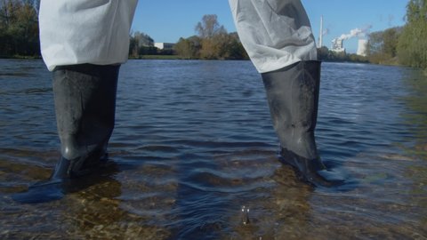River Lake Water Sampling Into Test Stock Footage Video (100% Royalty ...
