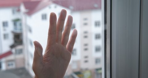 Hands Touch Glass Window View Woman Stock Footage Video (100% Royalty ...