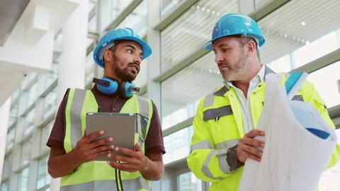 Architect Mature Supervisor Meeting Working Construction Stock Footage ...
