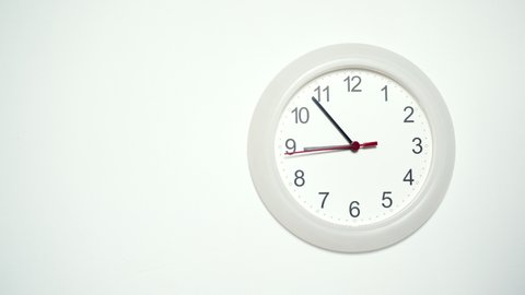 Wall Clock Walking Showing 9 Hours Stock Footage Video (100% Royalty ...
