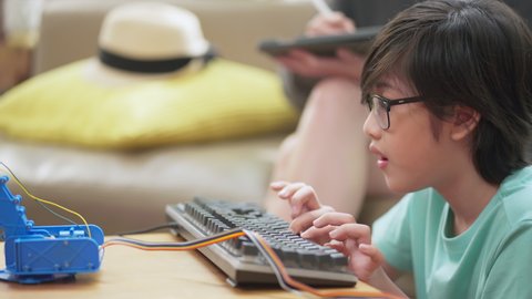 Study Robot Automation Home Conceptasian Boy Stock Footage Video (100% ...