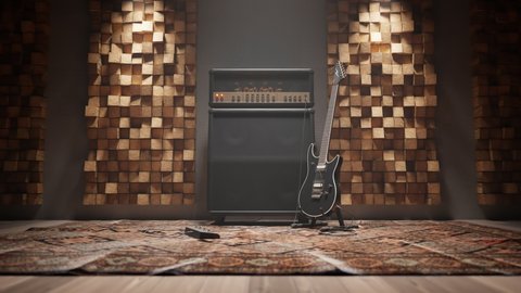 Professional Recording Studio Musical Instruments Dark Stock Footage ...