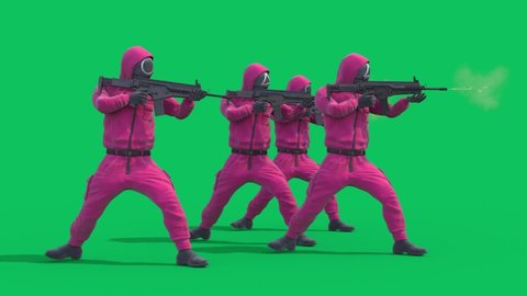 Squid Game Guards Green Screen Shoot Stock Footage Video (100% Royalty ...