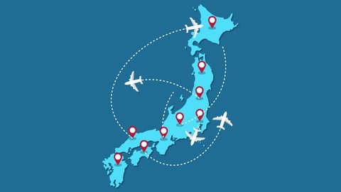 Planes Routes Flying Over Japan Map Stock Footage Video (100% Royalty ...