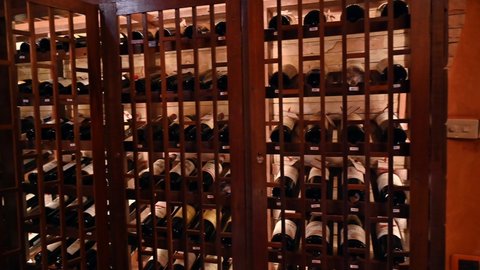 Wooden Interior Wide Bottles Storage Room Stock Footage Video (100% ...
