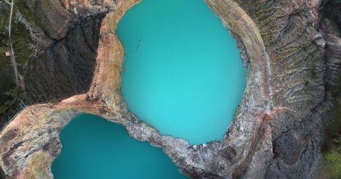 Aerial Top Down View Volcanic Crater Stock Footage Video (100% Royalty ...