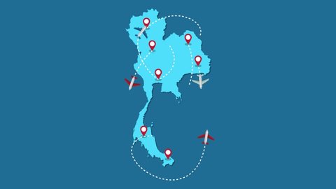 Planes Routes Flying Over Thailand Map Stock Footage Video (100% ...