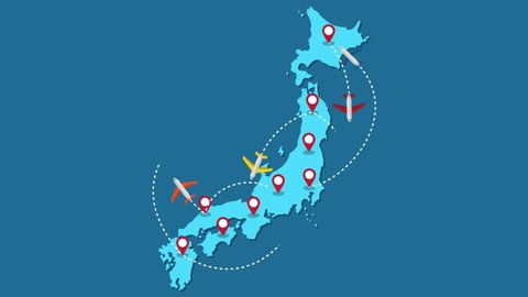 Planes Routes Flying Over Japan Map Stock Footage Video (100% Royalty ...