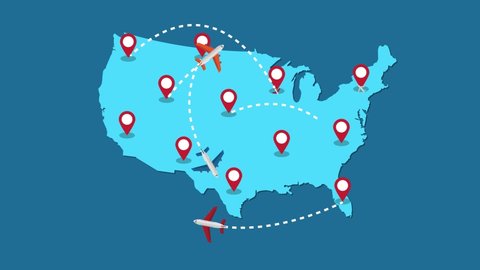 Planes Routes Flying Over United States Stock Footage Video (100% ...