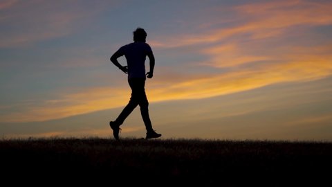Silhouette Shot Indian Man Running Front Stock Footage Video 100