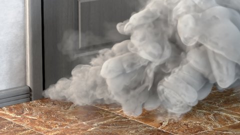 Smoke Fire Coming Under Door Fire Stock Footage Video (100% Royalty ...
