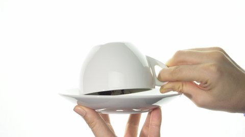 Fortunetellingwomens Hands Turn Over White Cup Stock Footage Video (100 ...