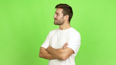 Handsome Man Looking Side Over Isolated Stock Footage Video (100% ...