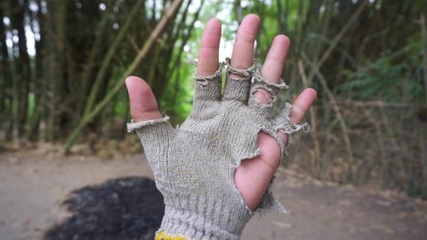 Hands Holes Broken Gloves Stock Footage Video (100% Royalty-free ...