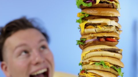 Happy Girl Eating Hot Dog Tower Stock Footage Video (100% Royalty-free ...