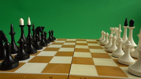 Chess On Chessboard Shooting Against Green Stock Footage Video (100% ...