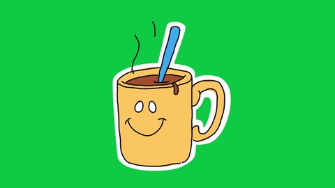 Hand Drawn Colorful Cup Animated Cartoon Stock Footage Video (100% ...