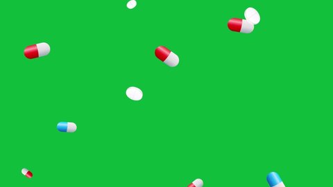 Pills Capsules Rain Down On Green Stock Footage Video (100% Royalty ...