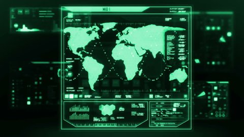 Futuristic Command Center Interface Loop Ready Stock Footage Video (100 ...