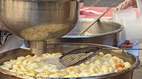 Street Food Turkish Traditional Sweet Lokma Stock Footage Video (100% ...
