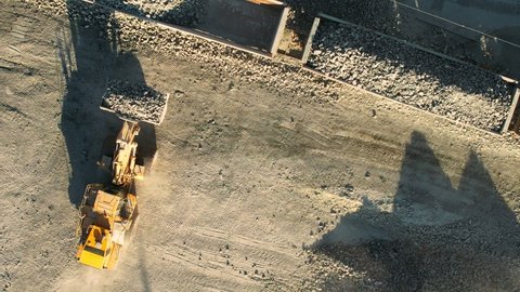 Aerial Top View Wheel Loader Loads Stock Footage Video (100% Royalty ...