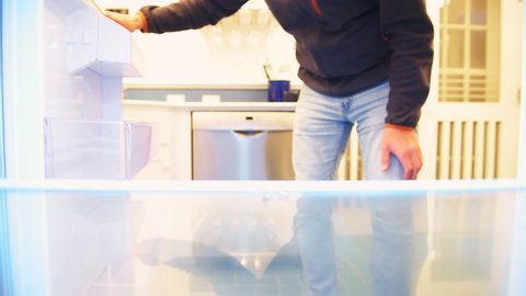 Young Man Opening Closing Fridge Refrigerator Stock Footage Video (100% ...