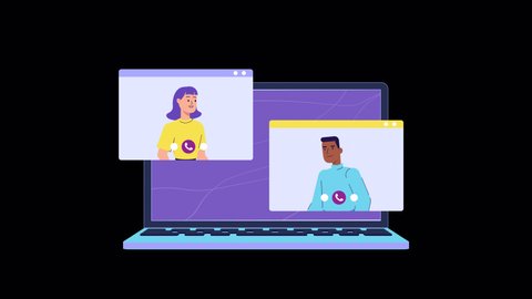 Conference Video Call Animation Laptop Screen Stock Footage Video (100% ...