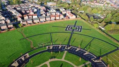 Modern Circular Cemetery Pathway Design Aerial Stock Footage Video (100 ...