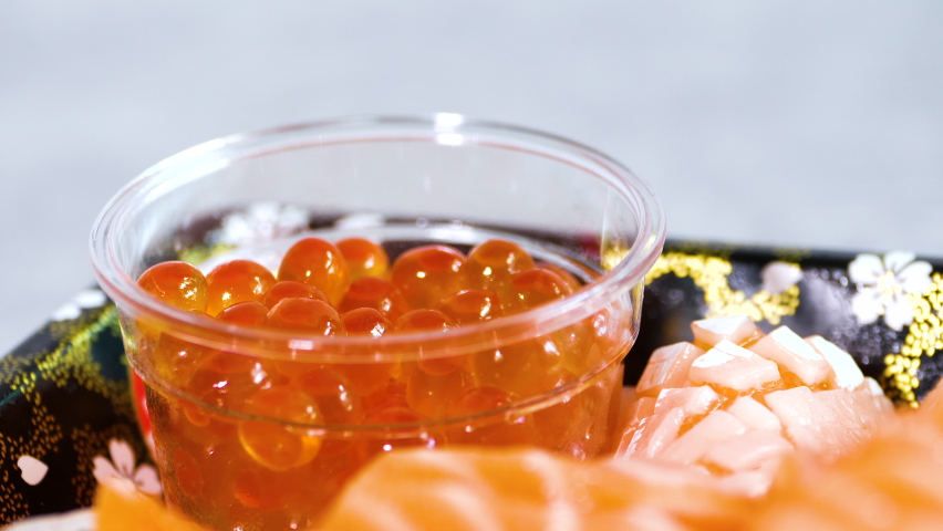 Salmon Roe Sushi Sashimi Stock Video Footage - 4K and HD Video Clips ...