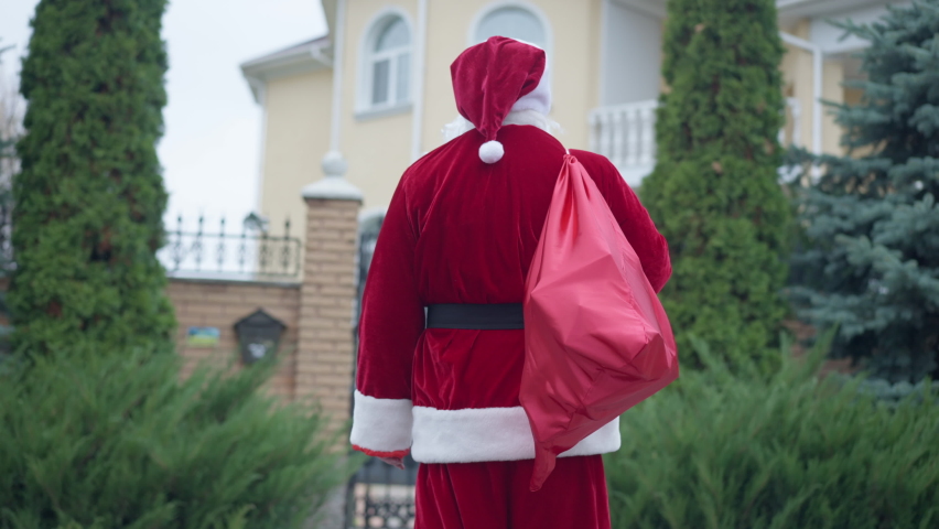 back view santa red costume gift Stock Footage Video (100% Royalty-free ...