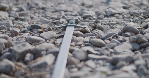 Knight Picks Sword Ground Medieval Europe Stock Footage Video (100% ...