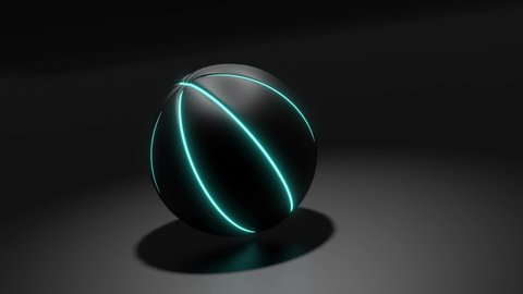 3d Neon Glow Basketball Black Screen Stock Footage Video (100% Royalty ...