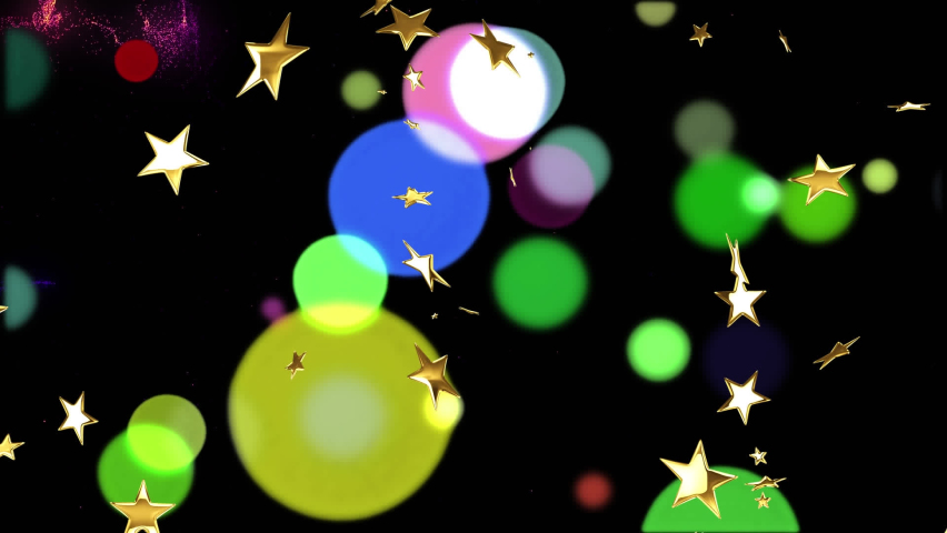 Animation Stars Floating Over Colourful Spots Stock Footage Video (100% ...