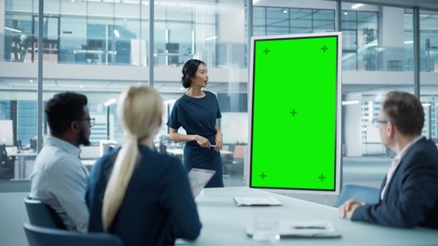 Female Operations Manager Holds Meeting Presentation Stock Footage ...