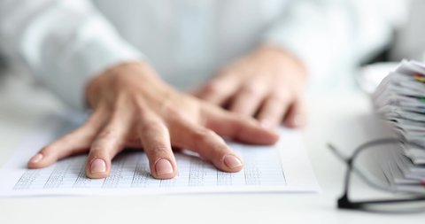 Female Hand Crumpling Paper Document Numbers Stock Footage Video (100% ...