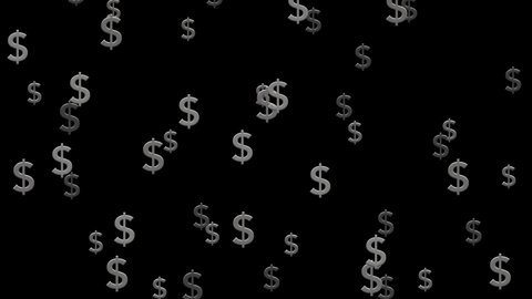 Falling Dollar Signs Animation On Black Stock Footage Video (100% ...