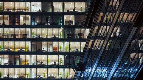 Time Lapse Office Windows Lights Business Stock Footage Video (100% ...