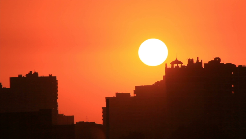 sunset sun cloudless sky disappearing behind Stock Footage Video (100% ...