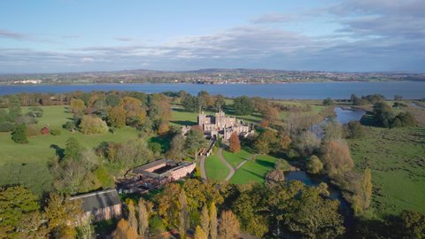 Panorama Over Powderham Castle Park Drone Stock Footage Video (100% ...