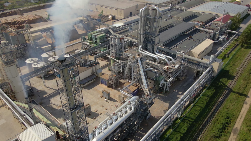 aerial view factory high plant manufacture Stock Footage Video (100% ...