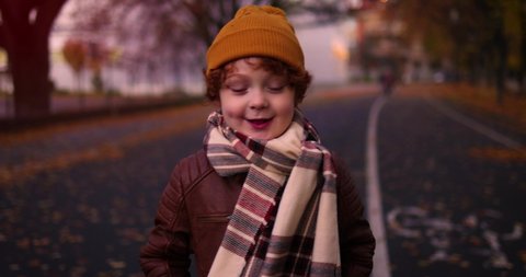 Cute Happy Kid Looking Back While Stock Footage Video (100% Royalty ...