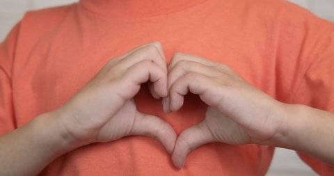 Making Fingers Heart Shape Little Girl Stock Footage Video (100% ...